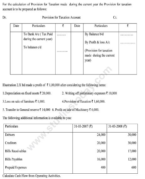 Cbse Class 12 Accountancy Cash Flow Statement Notes Set B